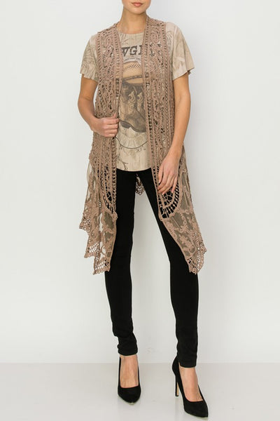 Origami Taupe Crochet Lace Vest – Jalynn's Closet